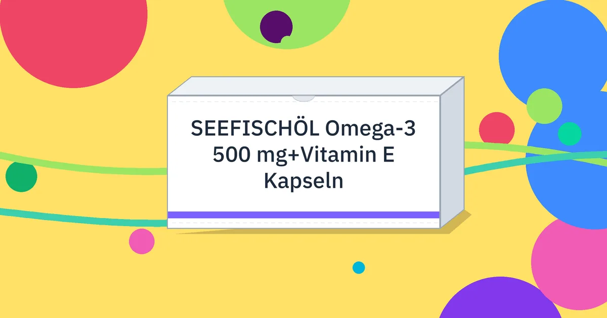 Symbolbild: Packung mit der Aufschrift SEEFISCHÖL Omega-3 500 mg+Vitamin E Kapseln (PZN 15569208) – Verfügbarkeit und Bezug in Apotheken in Frankfurt am Main