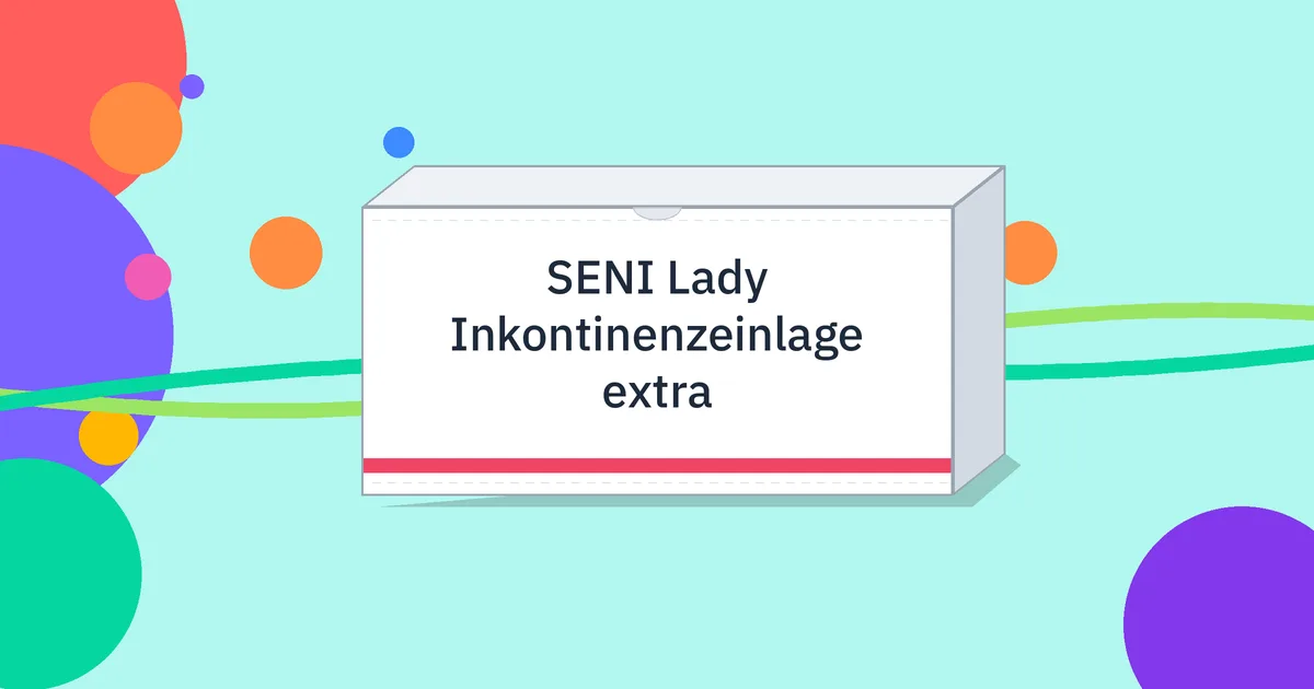 Symbolbild: Packung mit der Aufschrift SENI Lady Inkontinenzeinlage extra (PZN 03120704) – Verfügbarkeit und Bezug in Apotheken in Frankfurt am Main