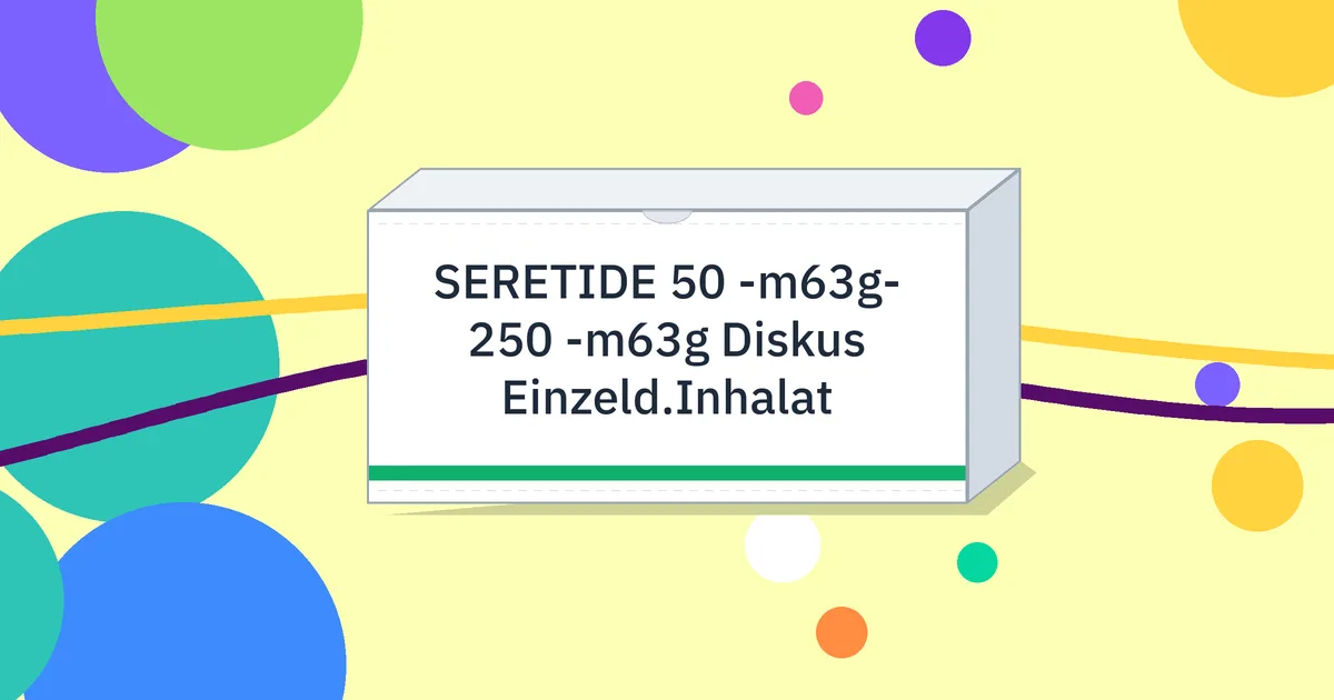 Symbolbild: Packung mit der Aufschrift SERETIDE 50 -m63g-250 -m63g Diskus Einzeld.Inhalat (PZN 18450666) – Verfügbarkeit und Bezug in Apotheken in Frankfurt am Main