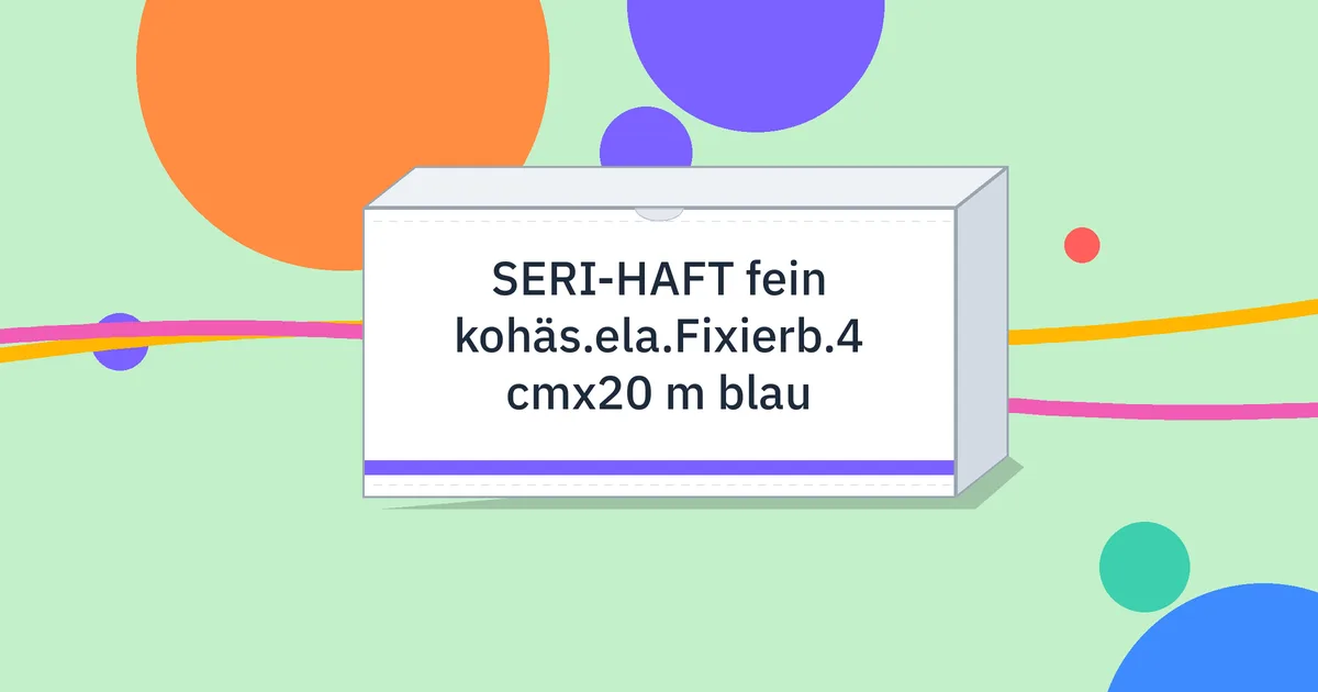Symbolbild: Packung mit der Aufschrift SERI-HAFT fein kohäs.ela.Fixierb.4 cmx20 m blau (PZN 19922788) – Verfügbarkeit und Bezug in Apotheken in Frankfurt am Main