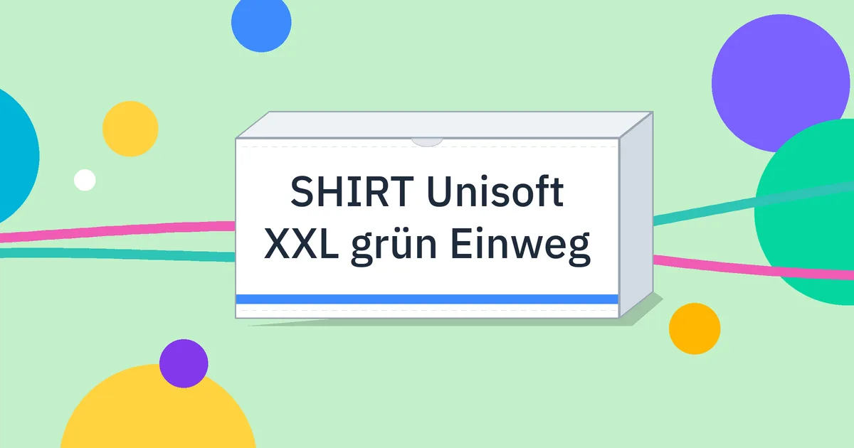 Symbolbild: Packung mit der Aufschrift SHIRT Unisoft XXL grün Einweg (PZN 04703626) – Verfügbarkeit und Bezug in Apotheken in Frankfurt am Main
