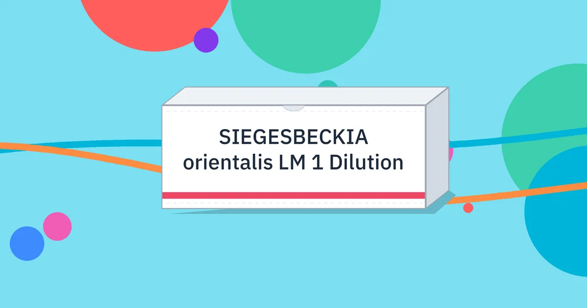 Symbolbild: Packung mit der Aufschrift SIEGESBECKIA orientalis LM 1 Dilution (PZN 13676880) – Verfügbarkeit und Bezug in Apotheken in Frankfurt am Main