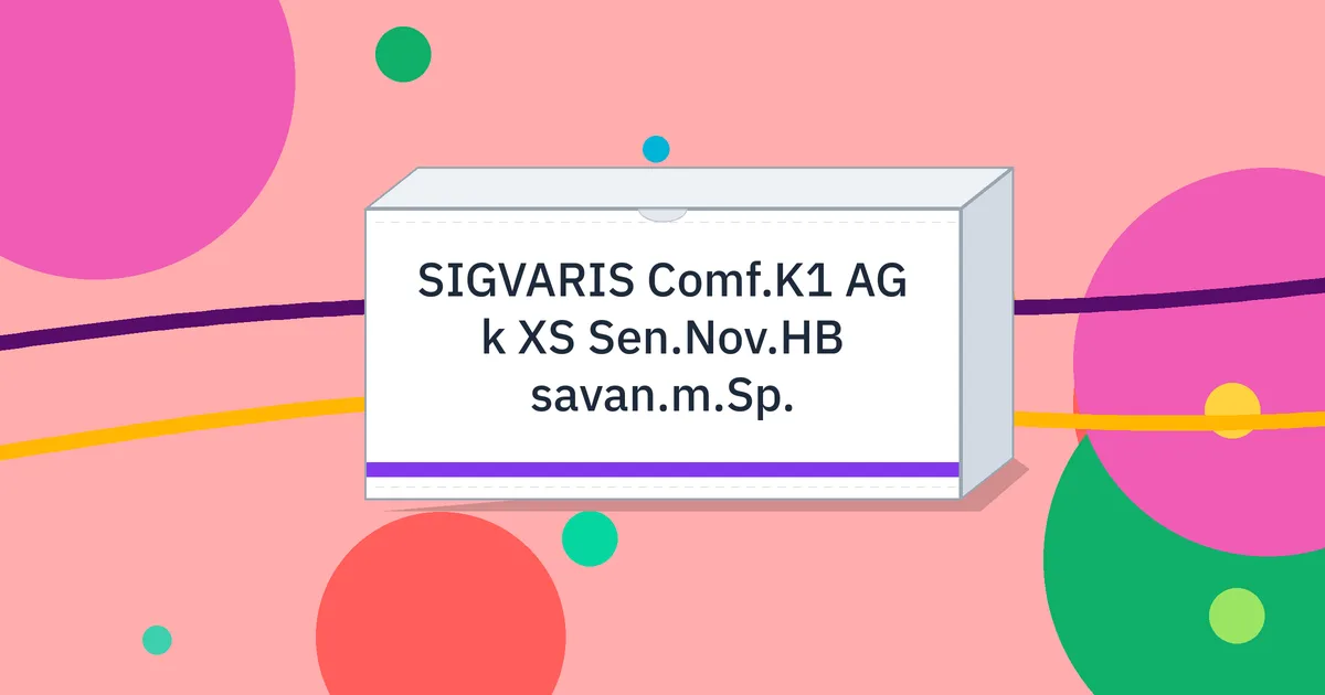Symbolbild: Packung mit der Aufschrift SIGVARIS Comf.K1 AG k XS Sen.Nov.HB savan.m.Sp. (PZN 17103431) – Verfügbarkeit und Bezug in Apotheken in Frankfurt am Main
