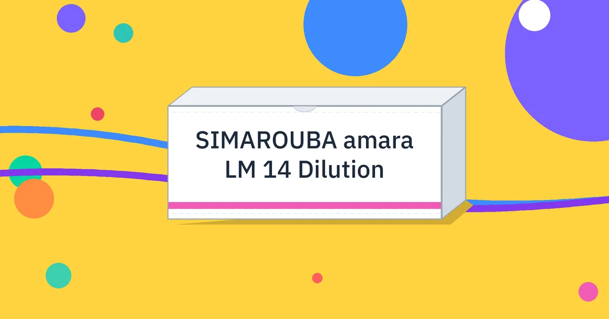 Symbolbild: Packung mit der Aufschrift SIMAROUBA amara LM 14 Dilution (PZN 13680002) – Verfügbarkeit und Bezug in Apotheken in Frankfurt am Main