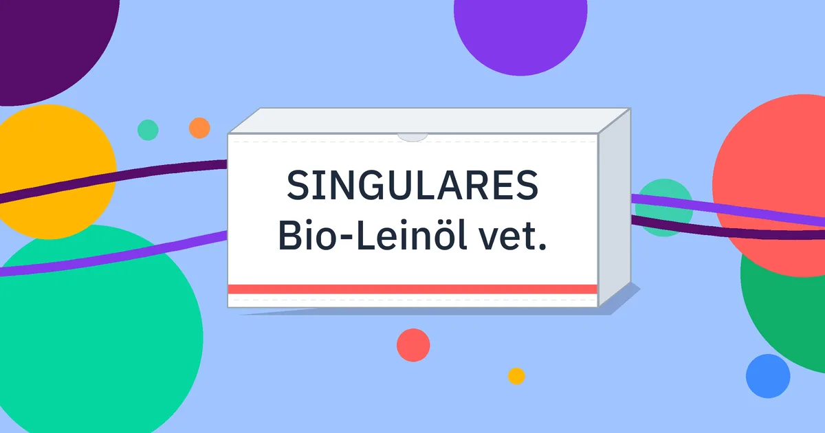 Symbolbild: Packung mit der Aufschrift SINGULARES Bio-Leinöl vet. (PZN 16155816) – Verfügbarkeit und Bezug in Apotheken in Frankfurt am Main