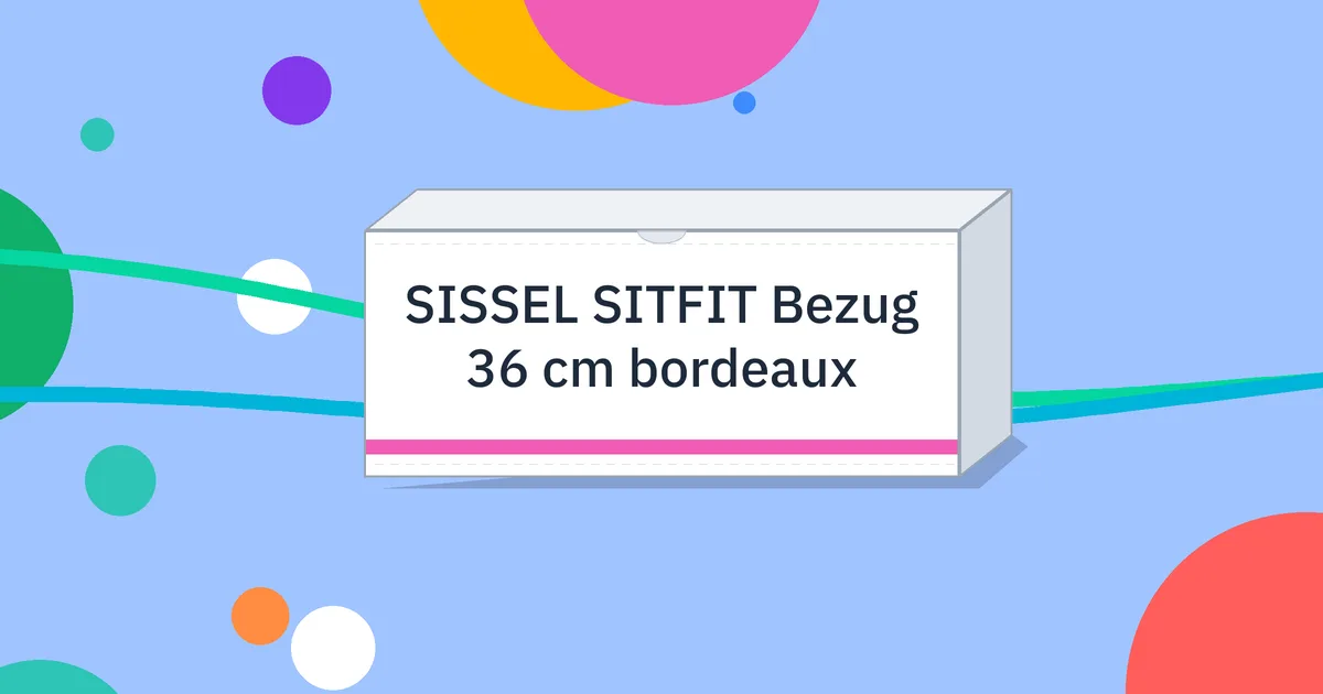 Symbolbild: Packung mit der Aufschrift SISSEL SITFIT Bezug 36 cm bordeaux (PZN 09537061) – Verfügbarkeit und Bezug in Apotheken in Frankfurt am Main
