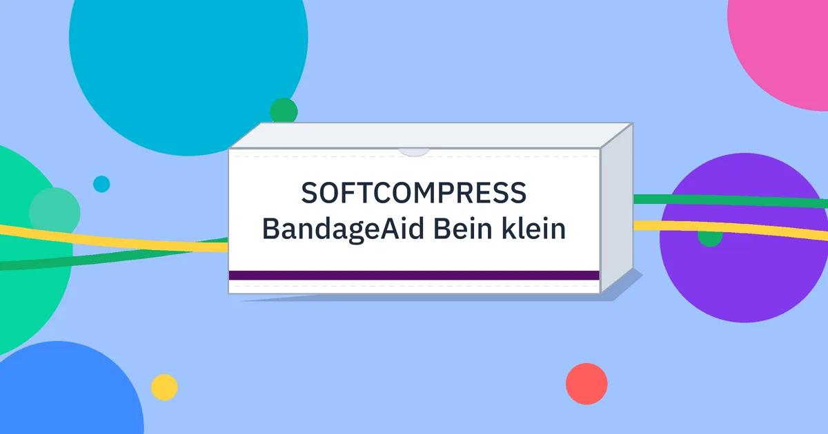 Symbolbild: Packung mit der Aufschrift SOFTCOMPRESS BandageAid Bein klein (PZN 13505670) – Verfügbarkeit und Bezug in Apotheken in Frankfurt am Main