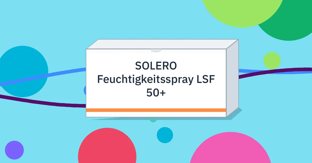 Symbolbild: Packung mit der Aufschrift SOLERO Feuchtigkeitsspray LSF 50+ (PZN 19454270) – Verfügbarkeit und Bezug in Apotheken in Frankfurt am Main