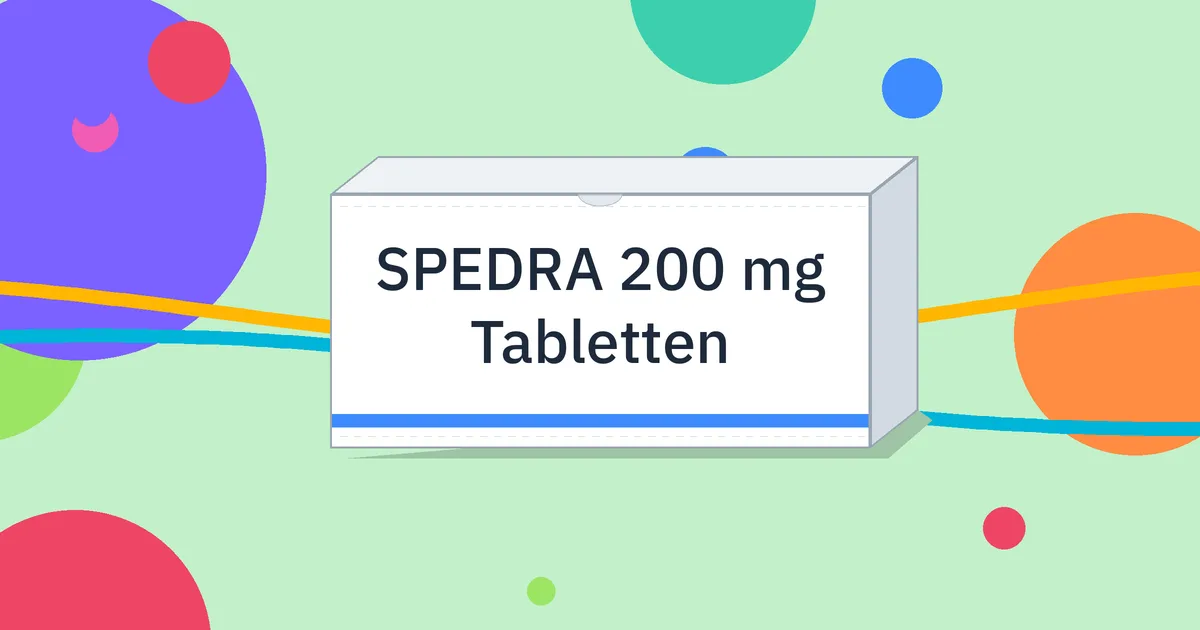 Symbolbild: Packung mit der Aufschrift SPEDRA 200 mg Tabletten (PZN 17637109) – Verfügbarkeit und Bezug in Apotheken in Frankfurt am Main