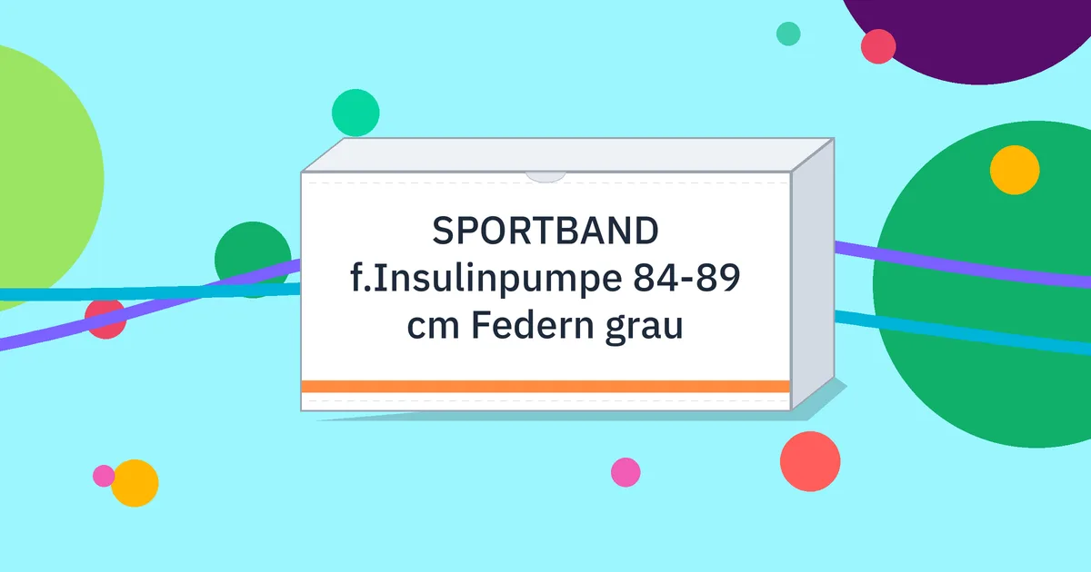 Symbolbild: Packung mit der Aufschrift SPORTBAND f.Insulinpumpe 84-89 cm Federn grau (PZN 13916605) – Verfügbarkeit und Bezug in Apotheken in Frankfurt am Main