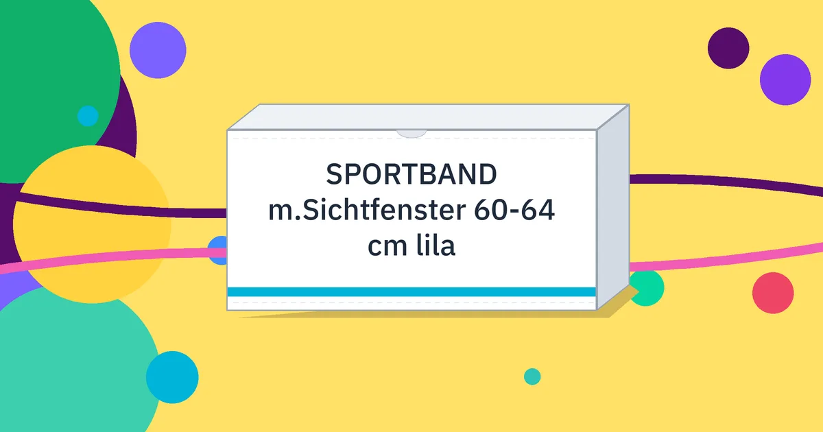 Symbolbild: Packung mit der Aufschrift SPORTBAND m.Sichtfenster 60-64 cm lila (PZN 12904505) – Verfügbarkeit und Bezug in Apotheken in Frankfurt am Main