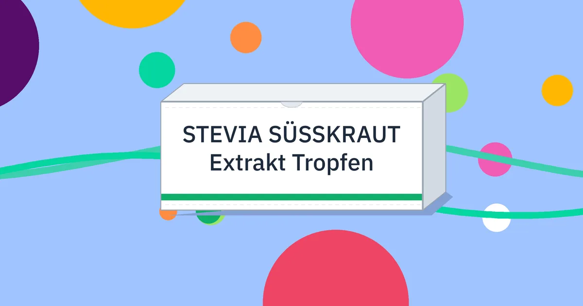 Symbolbild: Packung mit der Aufschrift STEVIA SÜSSKRAUT Extrakt Tropfen (PZN 20211957) – Verfügbarkeit und Bezug in Apotheken in Frankfurt am Main