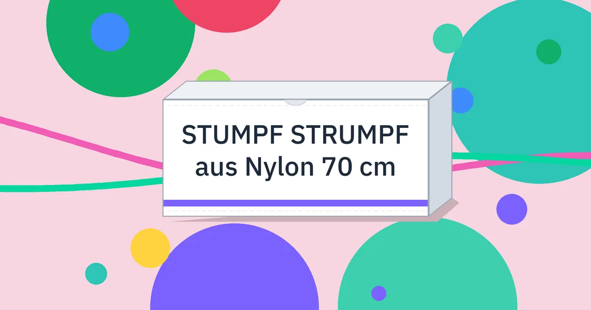 Symbolbild: Packung mit der Aufschrift STUMPF STRUMPF aus Nylon 70 cm (PZN 01978765) – Verfügbarkeit und Bezug in Apotheken in Frankfurt am Main