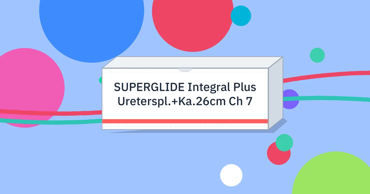 Symbolbild: Packung mit der Aufschrift SUPERGLIDE Integral Plus Ureterspl.+Ka.26cm Ch 7 (PZN 12424811) – Verfügbarkeit und Bezug in Apotheken in Frankfurt am Main