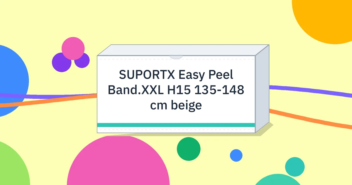 Symbolbild: Packung mit der Aufschrift SUPORTX Easy Peel Band.XXL H15 135-148 cm beige (PZN 09486487) – Verfügbarkeit und Bezug in Apotheken in Frankfurt am Main