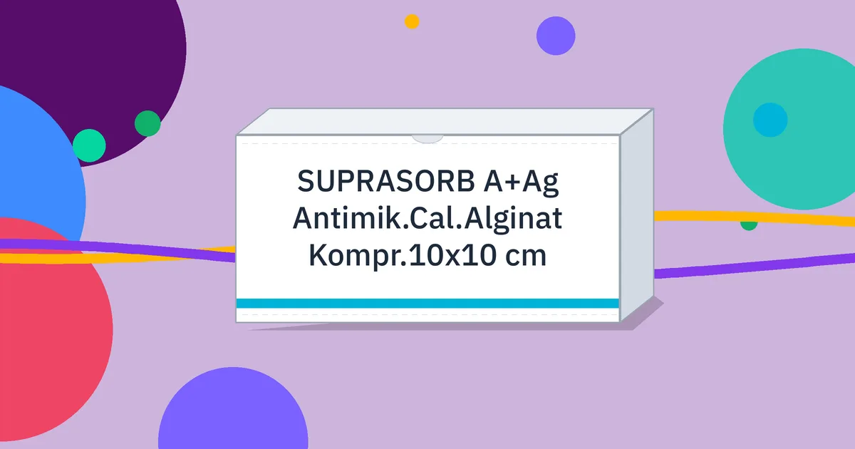 Symbolbild: Packung mit der Aufschrift SUPRASORB A+Ag Antimik.Cal.Alginat Kompr.10x10 cm (PZN 16753753) – Verfügbarkeit und Bezug in Apotheken in Frankfurt am Main