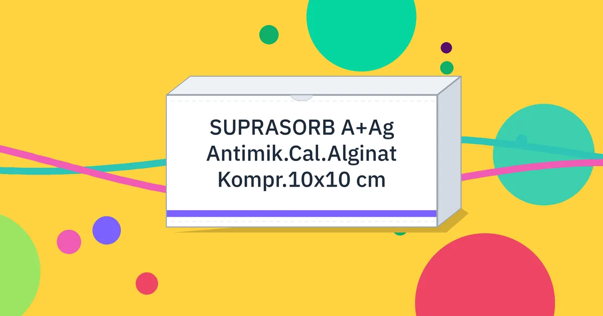Symbolbild: Packung mit der Aufschrift SUPRASORB A+Ag Antimik.Cal.Alginat Kompr.10x10 cm (PZN 19854101) – Verfügbarkeit und Bezug in Apotheken in Frankfurt am Main