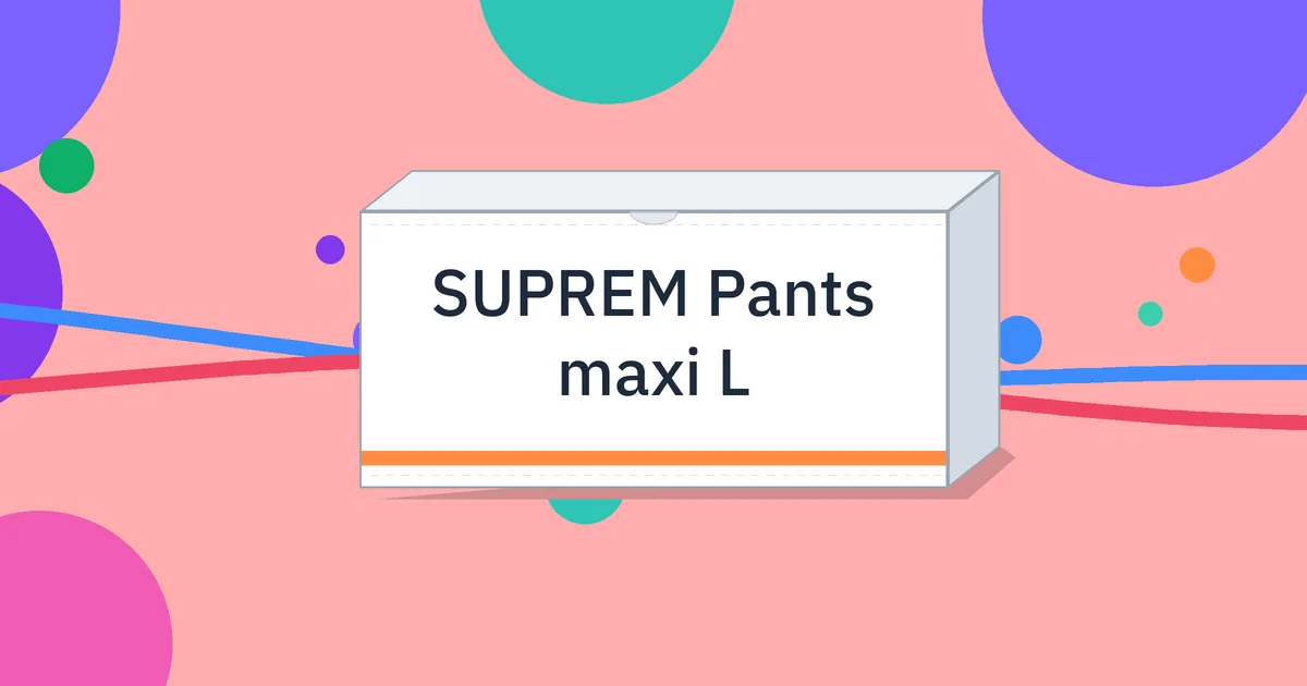 Symbolbild: Packung mit der Aufschrift SUPREM Pants maxi L (PZN 08836287) – Verfügbarkeit und Bezug in Apotheken in Frankfurt am Main