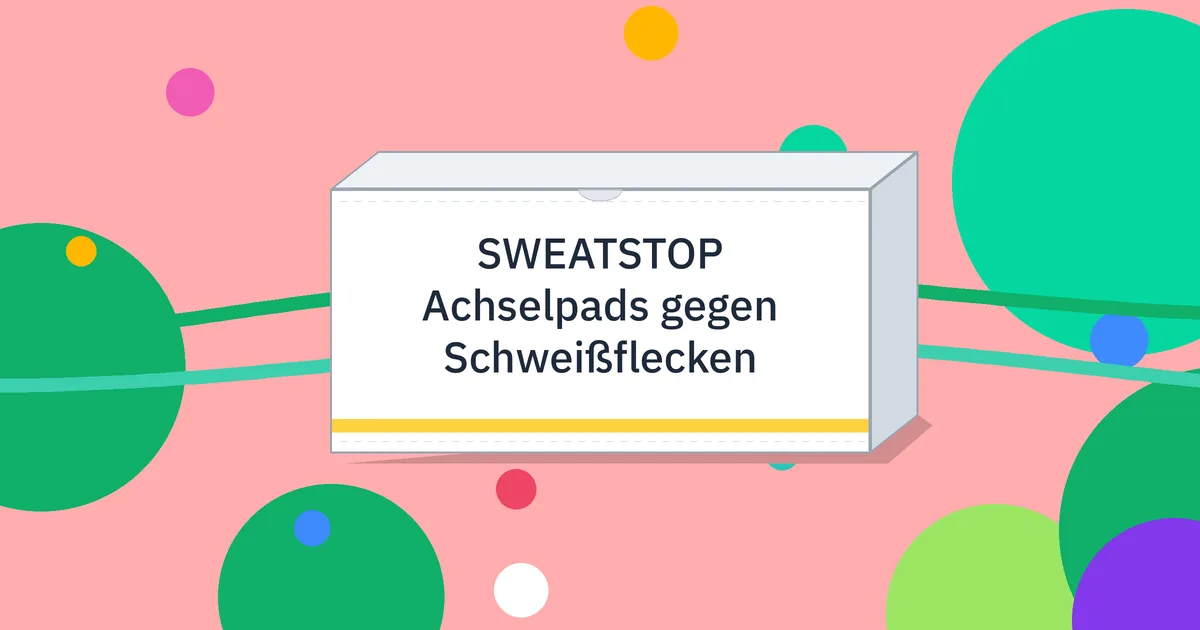 Symbolbild: Packung mit der Aufschrift SWEATSTOP Achselpads gegen Schweißflecken (PZN 19484153) – Verfügbarkeit und Bezug in Apotheken in Frankfurt am Main
