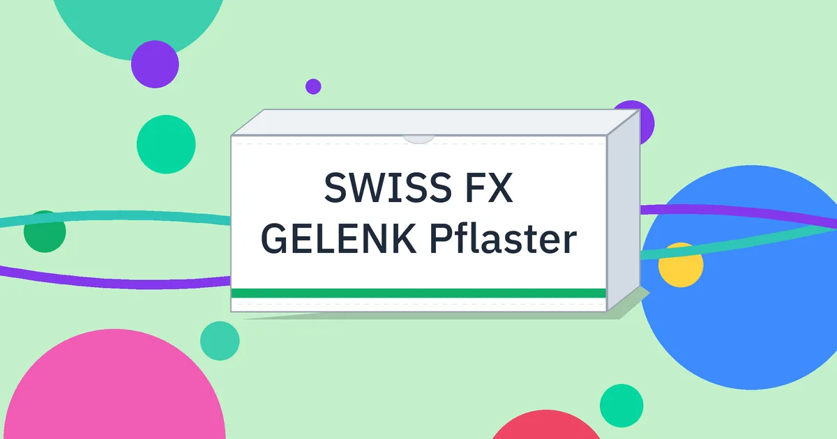 Symbolbild: Packung mit der Aufschrift SWISS FX GELENK Pflaster (PZN 19639928) – Verfügbarkeit und Bezug in Apotheken in Frankfurt am Main