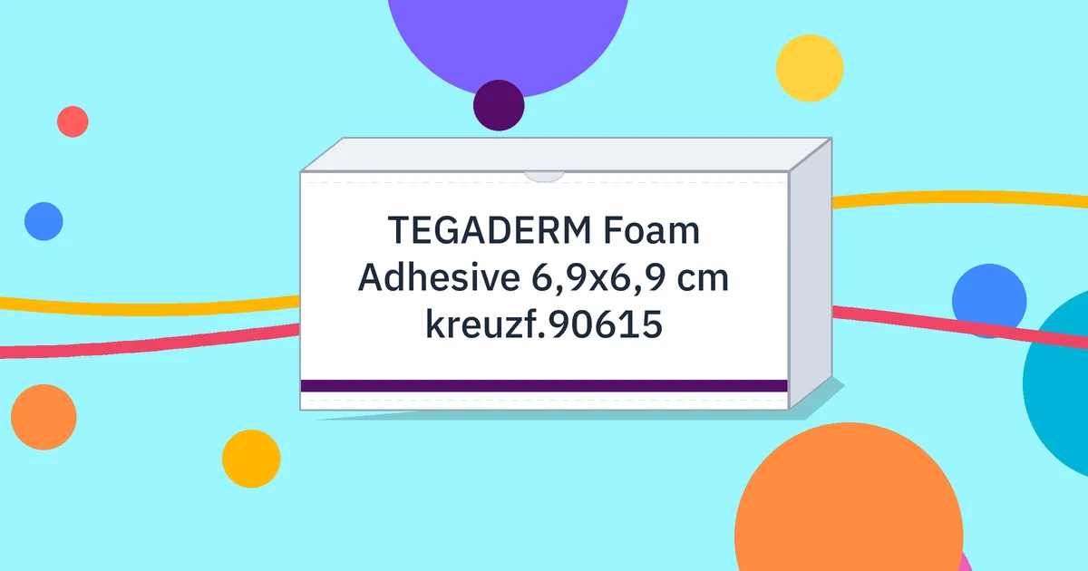 Symbolbild: Packung mit der Aufschrift TEGADERM Foam Adhesive 6,9x6,9 cm kreuzf.90615 (PZN 11846214) – Verfügbarkeit und Bezug in Apotheken in Frankfurt am Main