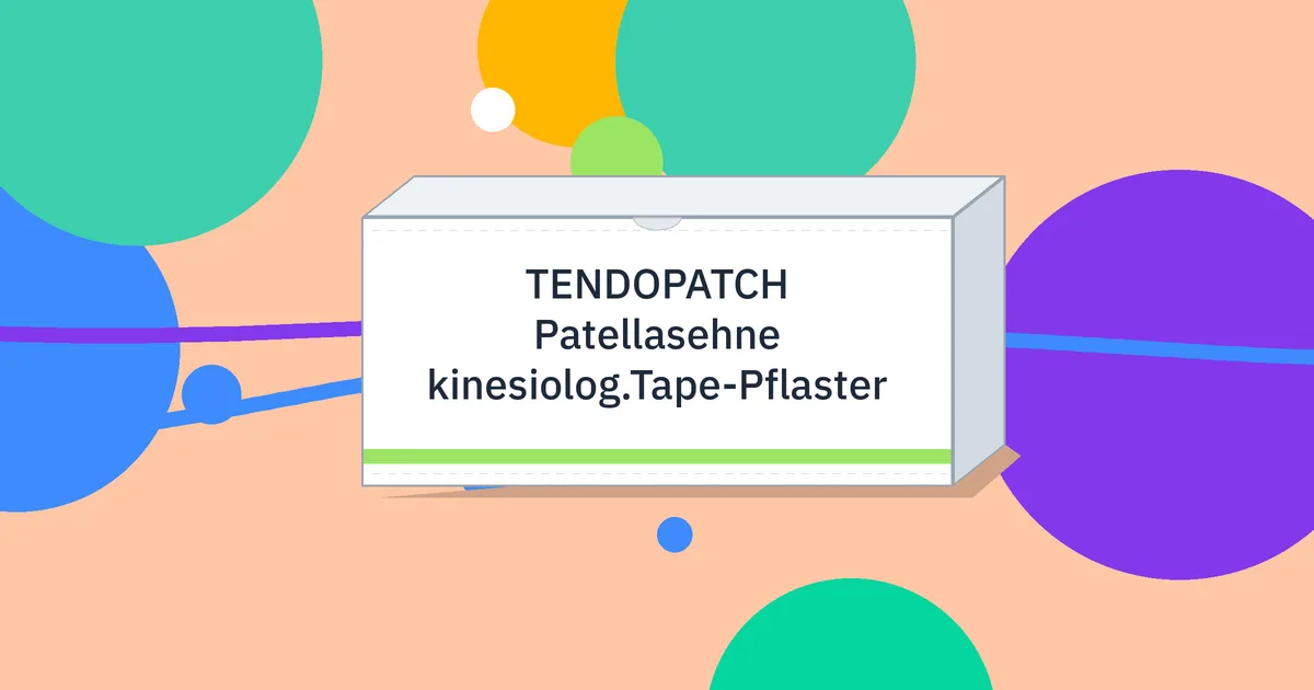 Symbolbild: Packung mit der Aufschrift TENDOPATCH Patellasehne kinesiolog.Tape-Pflaster (PZN 16209771) – Verfügbarkeit und Bezug in Apotheken in Frankfurt am Main