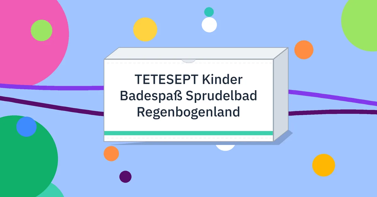 Symbolbild: Packung mit der Aufschrift TETESEPT Kinder Badespaß Sprudelbad Regenbogenland (PZN 16856996) – Verfügbarkeit und Bezug in Apotheken in Frankfurt am Main