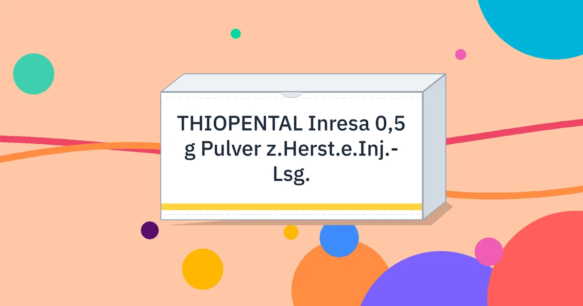Symbolbild: Packung mit der Aufschrift THIOPENTAL Inresa 0,5 g Pulver z.Herst.e.Inj.-Lsg. (PZN 11852249) – Verfügbarkeit und Bezug in Apotheken in Frankfurt am Main