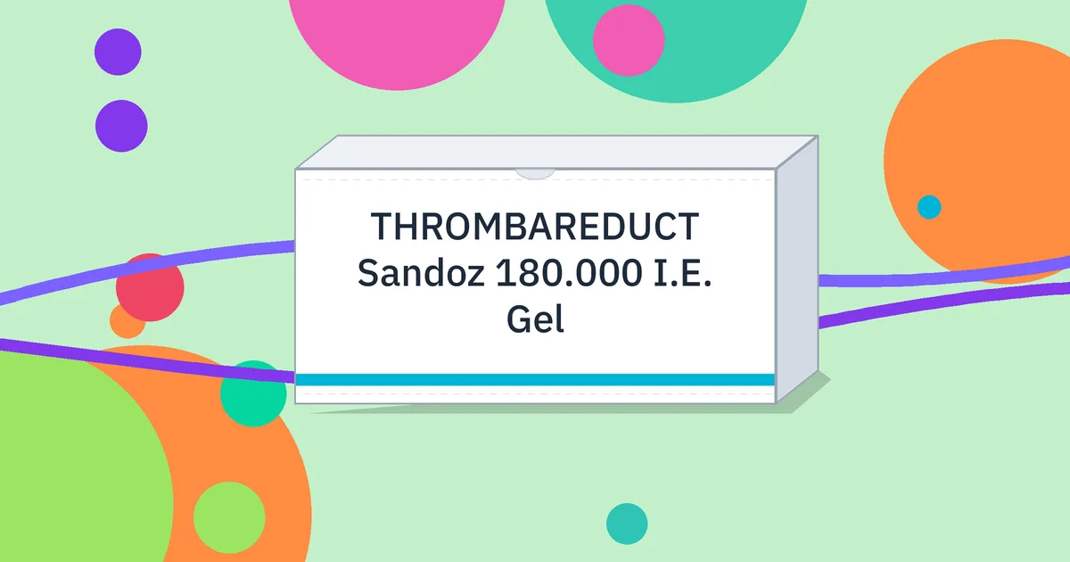 Symbolbild: Packung mit der Aufschrift THROMBAREDUCT Sandoz 180.000 I.E. Gel (PZN 00858384) – Verfügbarkeit und Bezug in Apotheken in Frankfurt am Main