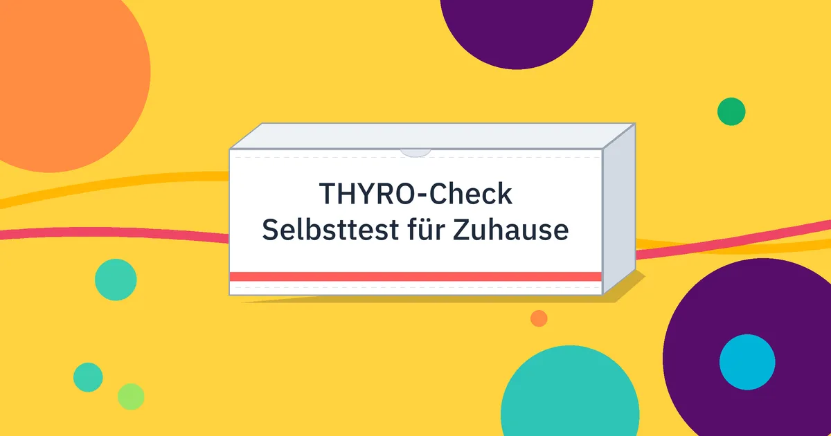 Symbolbild: Packung mit der Aufschrift THYRO-Check Selbsttest für Zuhause (PZN 18376295) – Verfügbarkeit und Bezug in Apotheken in Frankfurt am Main