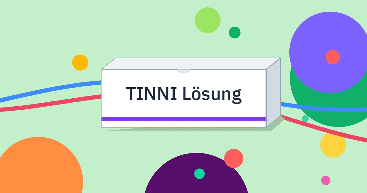 Symbolbild: Packung mit der Aufschrift TINNI Lösung (PZN 05022584) – Verfügbarkeit und Bezug in Apotheken in Frankfurt am Main
