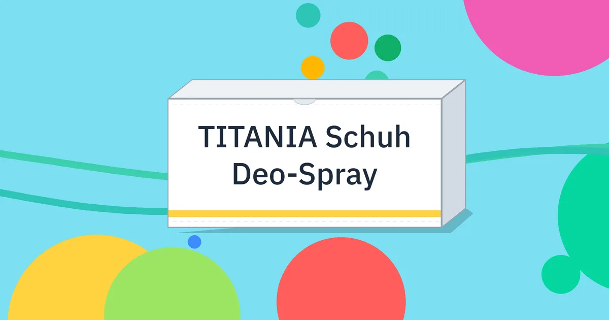 Symbolbild: Packung mit der Aufschrift TITANIA Schuh Deo-Spray (PZN 18904995) – Verfügbarkeit und Bezug in Apotheken in Frankfurt am Main