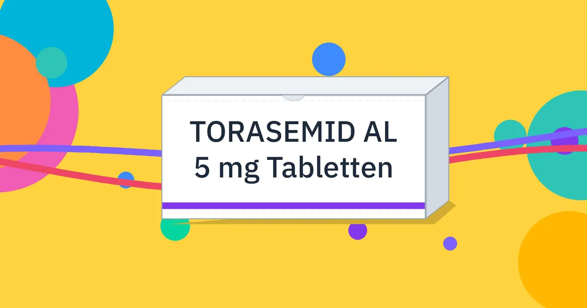 Symbolbild: Packung mit der Aufschrift TORASEMID AL 5 mg Tabletten (PZN 01562585) – Verfügbarkeit und Bezug in Apotheken in Frankfurt am Main