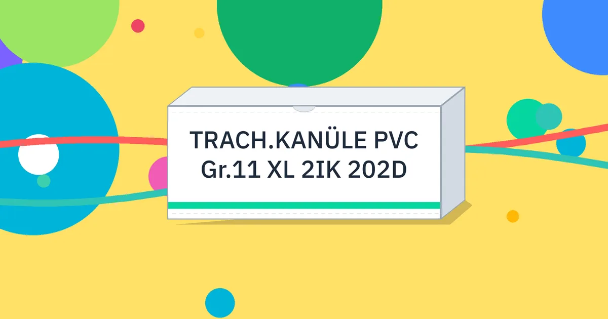 Symbolbild: Packung mit der Aufschrift TRACH.KANÜLE PVC Gr.11 XL 2IK 202D (PZN 06993568) – Verfügbarkeit und Bezug in Apotheken in Frankfurt am Main