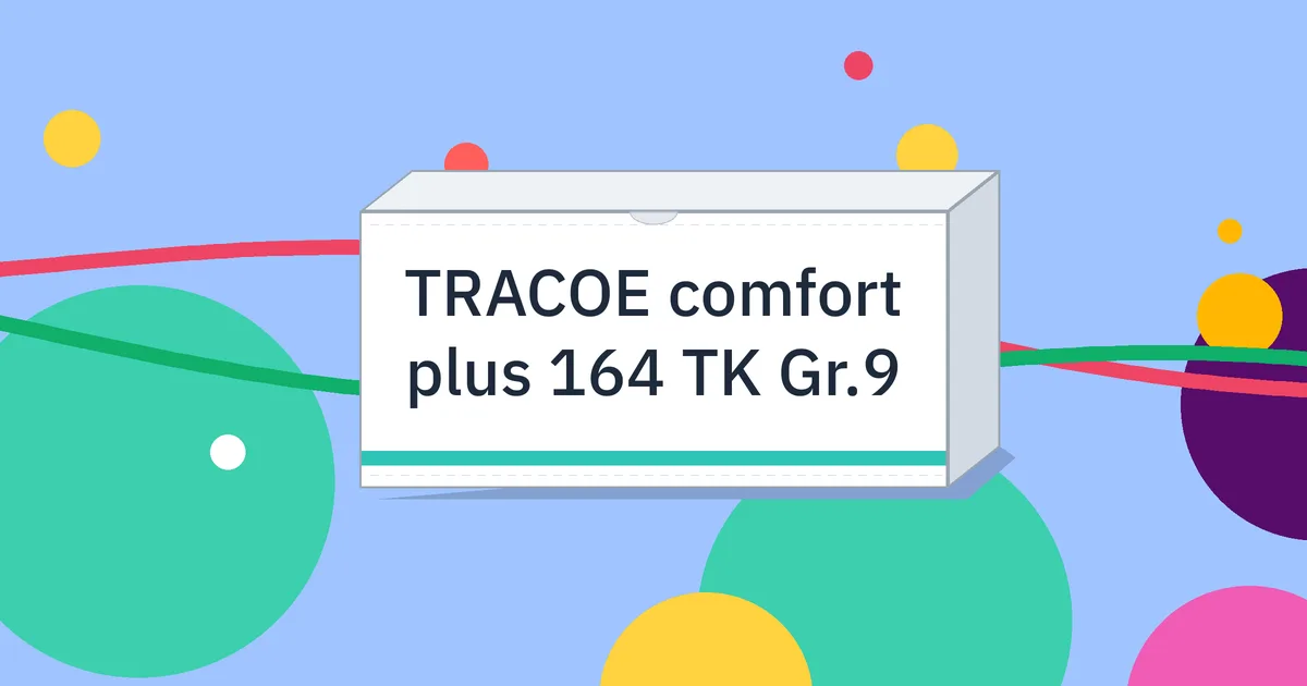 Symbolbild: Packung mit der Aufschrift TRACOE comfort plus 164 TK Gr.9 (PZN 10750630) – Verfügbarkeit und Bezug in Apotheken in Frankfurt am Main
