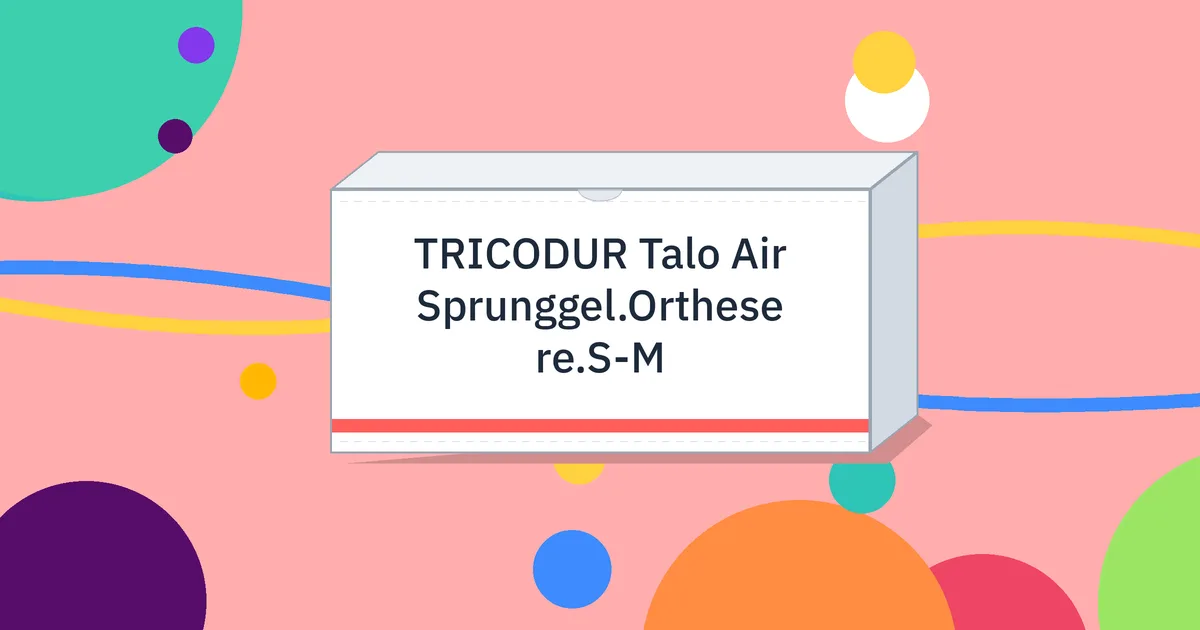 Symbolbild: Packung mit der Aufschrift TRICODUR Talo Air Sprunggel.Orthese re.S-M (PZN 03094622) – Verfügbarkeit und Bezug in Apotheken in Frankfurt am Main