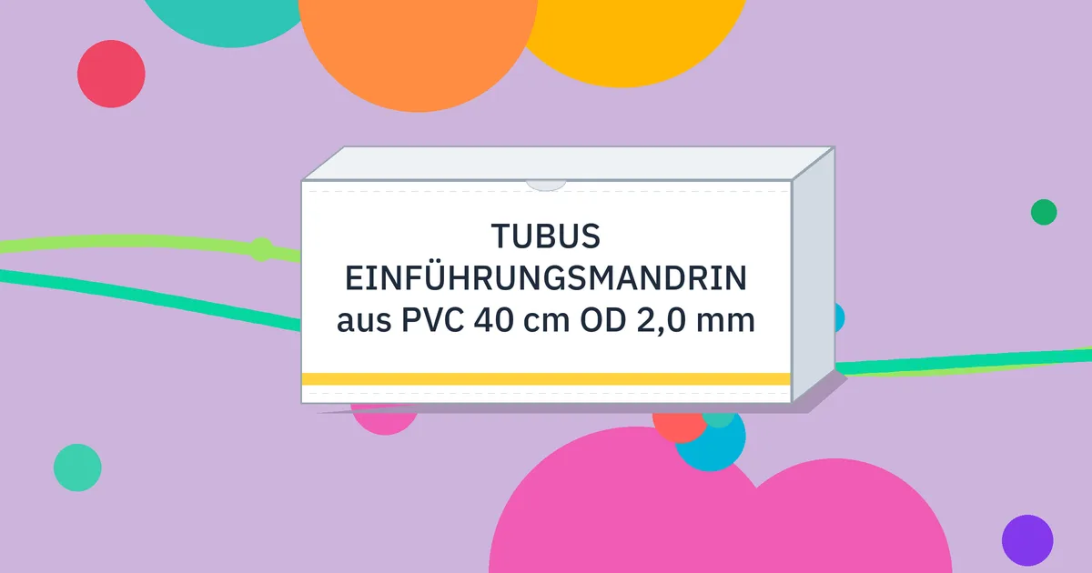 Symbolbild: Packung mit der Aufschrift TUBUS EINFÜHRUNGSMANDRIN aus PVC 40 cm OD 2,0 mm (PZN 05032967) – Verfügbarkeit und Bezug in Apotheken in Frankfurt am Main