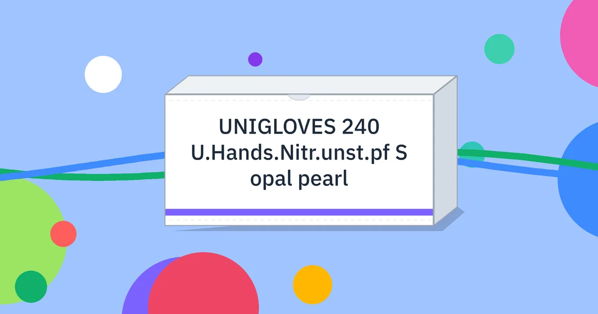 Symbolbild: Packung mit der Aufschrift UNIGLOVES 240 U.Hands.Nitr.unst.pf S opal pearl (PZN 18101581) – Verfügbarkeit und Bezug in Apotheken in Frankfurt am Main