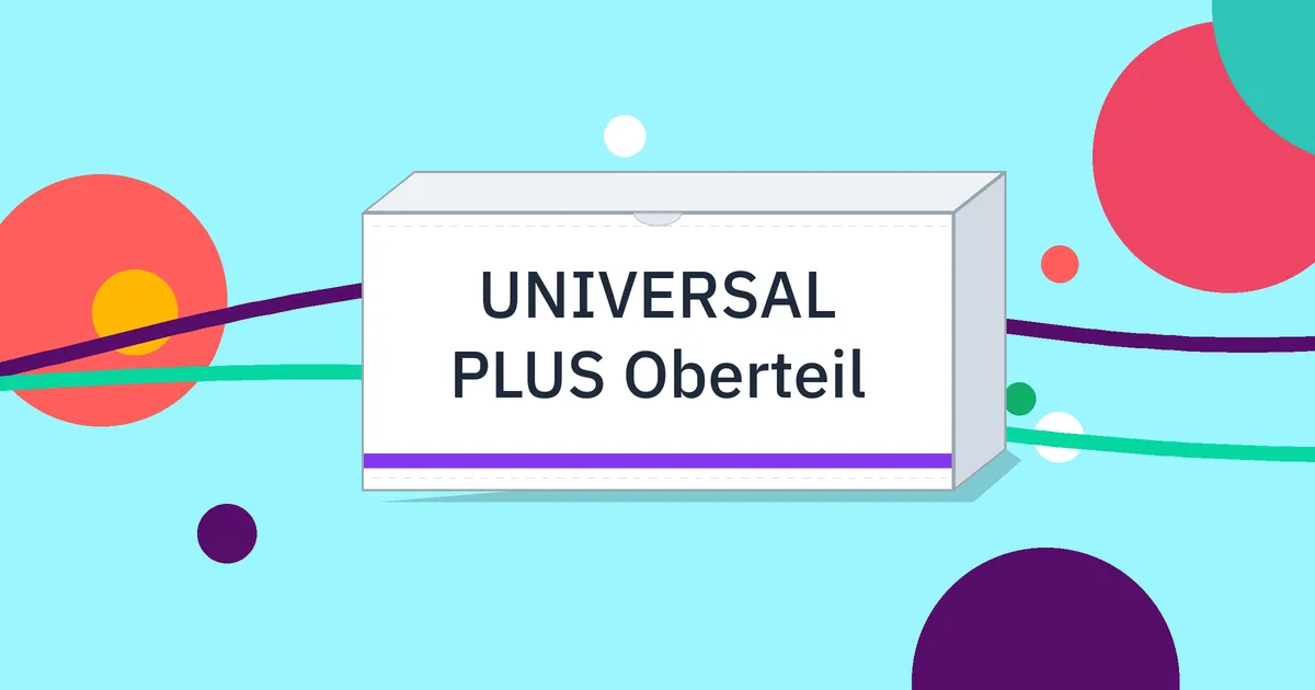 Symbolbild: Packung mit der Aufschrift UNIVERSAL PLUS Oberteil (PZN 12452167) – Verfügbarkeit und Bezug in Apotheken in Frankfurt am Main