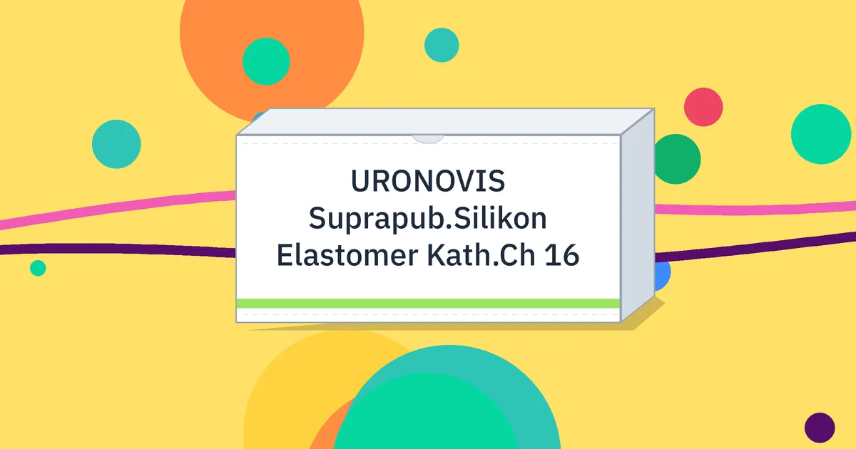 Symbolbild: Packung mit der Aufschrift URONOVIS Suprapub.Silikon Elastomer Kath.Ch 16 (PZN 02352306) – Verfügbarkeit und Bezug in Apotheken in Frankfurt am Main