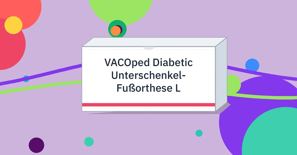 Symbolbild: Packung mit der Aufschrift VACOped Diabetic Unterschenkel-Fußorthese L (PZN 18350976) – Verfügbarkeit und Bezug in Apotheken in Frankfurt am Main