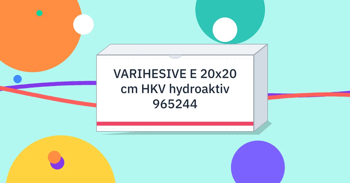 Symbolbild: Packung mit der Aufschrift VARIHESIVE E 20x20 cm HKV hydroaktiv 965244 (PZN 00002737) – Verfügbarkeit und Bezug in Apotheken in Frankfurt am Main