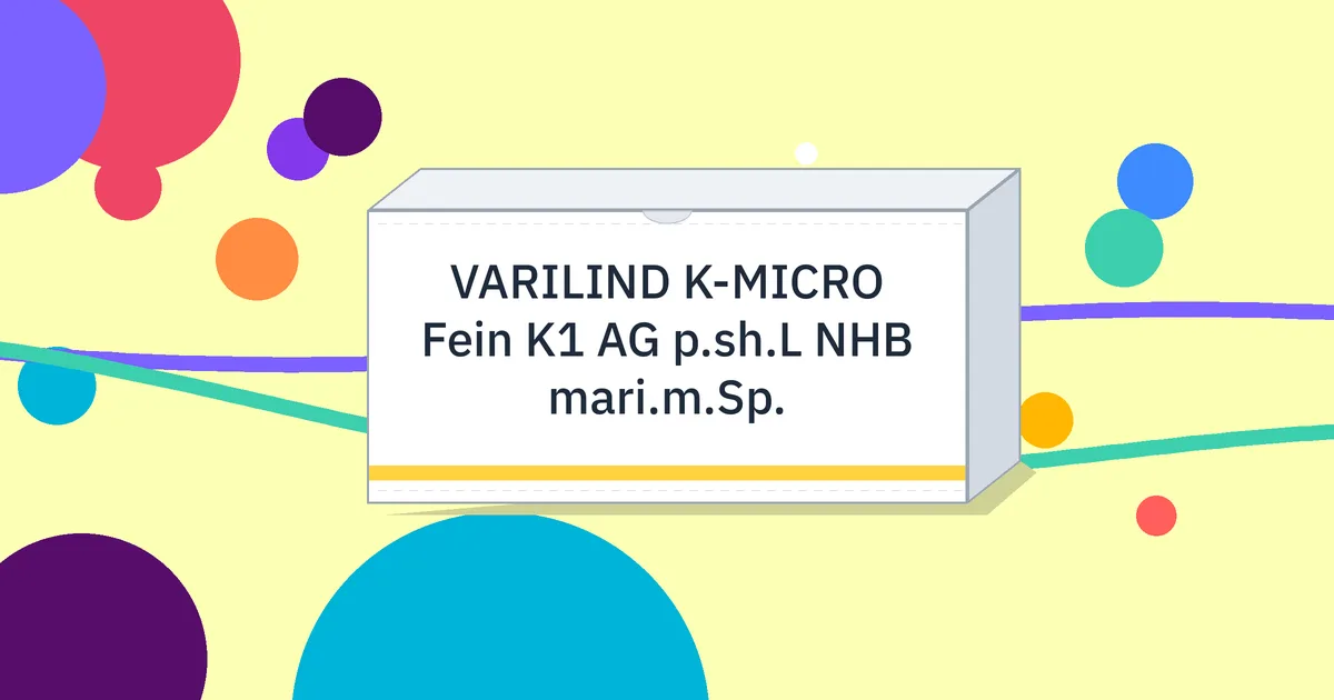 Symbolbild: Packung mit der Aufschrift VARILIND K-MICRO Fein K1 AG p.sh.L NHB mari.m.Sp. (PZN 20554864) – Verfügbarkeit und Bezug in Apotheken in Frankfurt am Main