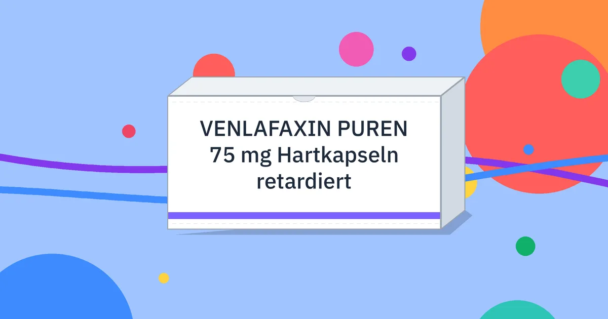 Symbolbild: Packung mit der Aufschrift VENLAFAXIN PUREN 75 mg Hartkapseln retardiert (PZN 11358696) – Verfügbarkeit und Bezug in Apotheken in Frankfurt am Main