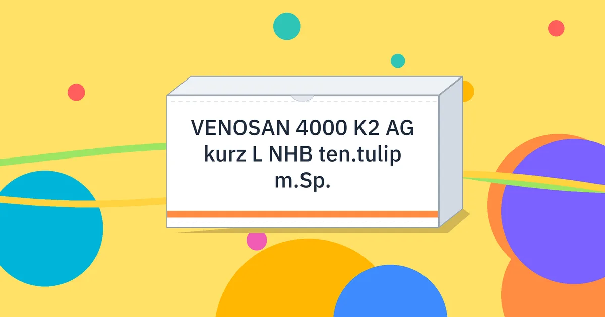 Symbolbild: Packung mit der Aufschrift VENOSAN 4000 K2 AG kurz L NHB ten.tulip m.Sp. (PZN 19154622) – Verfügbarkeit und Bezug in Apotheken in Frankfurt am Main