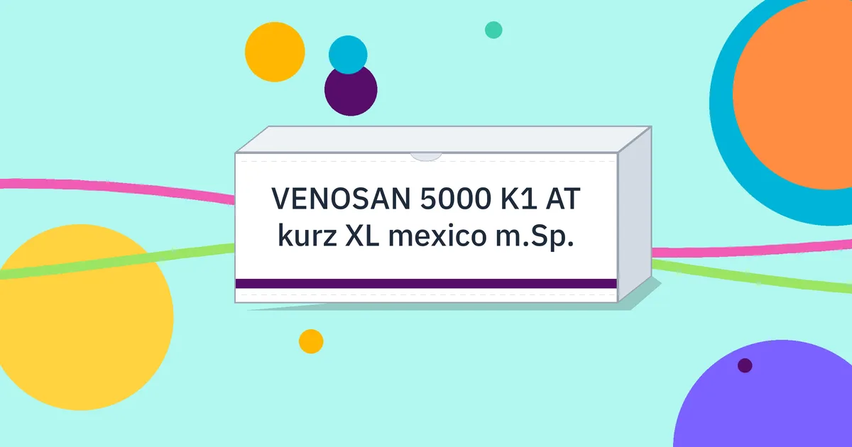 Symbolbild: Packung mit der Aufschrift VENOSAN 5000 K1 AT kurz XL mexico m.Sp. (PZN 14429646) – Verfügbarkeit und Bezug in Apotheken in Frankfurt am Main