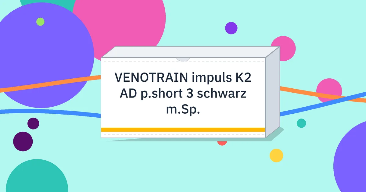 Symbolbild: Packung mit der Aufschrift VENOTRAIN impuls K2 AD p.short 3 schwarz m.Sp. (PZN 00619745) – Verfügbarkeit und Bezug in Apotheken in Frankfurt am Main