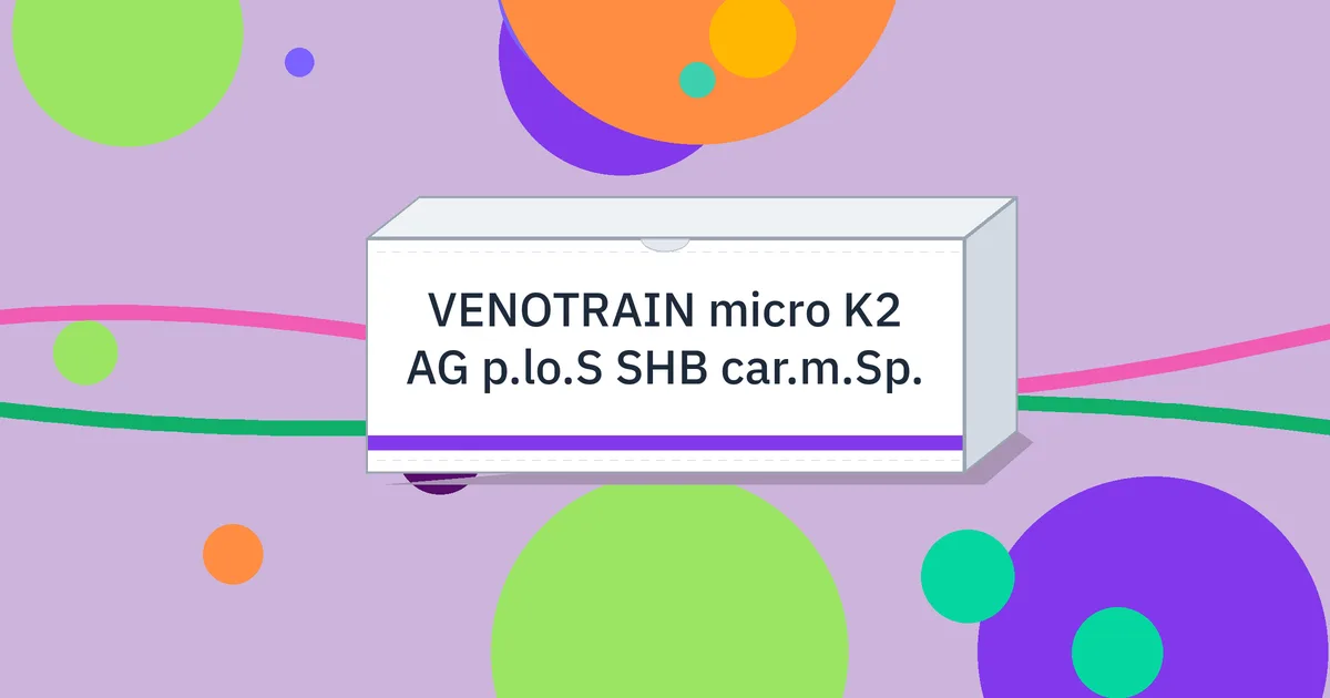 Symbolbild: Packung mit der Aufschrift VENOTRAIN micro K2 AG p.lo.S SHB car.m.Sp. (PZN 00417496) – Verfügbarkeit und Bezug in Apotheken in Frankfurt am Main