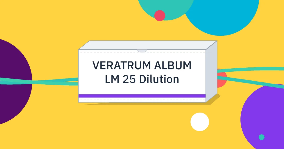 Symbolbild: Packung mit der Aufschrift VERATRUM ALBUM LM 25 Dilution (PZN 13264746) – Verfügbarkeit und Bezug in Apotheken in Frankfurt am Main