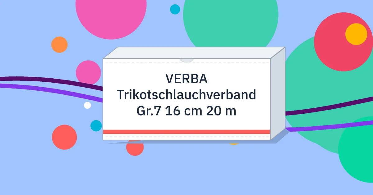 Symbolbild: Packung mit der Aufschrift VERBA Trikotschlauchverband Gr.7 16 cm 20 m (PZN 07623388) – Verfügbarkeit und Bezug in Apotheken in Frankfurt am Main